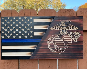 Rustic American Marine EGA Wooden Flag Custom Made From | Etsy