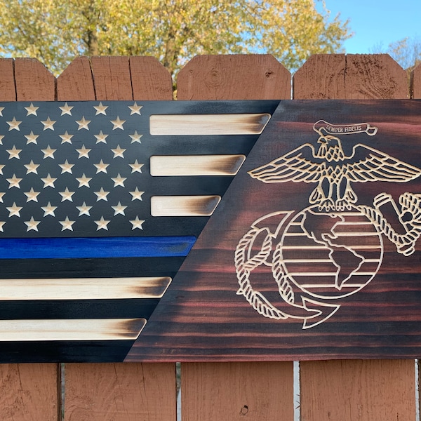 Wooden Thin Blue Line Flag - Etsy
