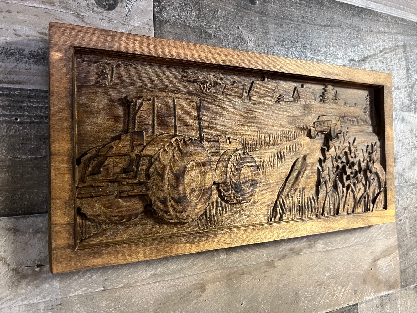 Rustic Wooden 3D Engraved Farm and Tractor Sign: Rustic Farmhouse Decor ...