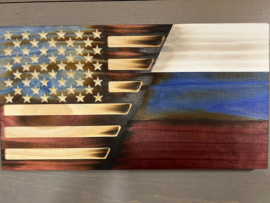 Rustic American & Russian Unity Flag Custom Made From Pine Wood - Etsy