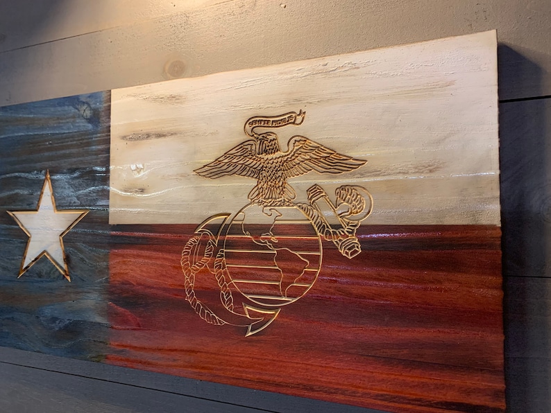 Rustic Burnt Texas EGA Marine Flag. Custom Made 12x23. Buy | Etsy