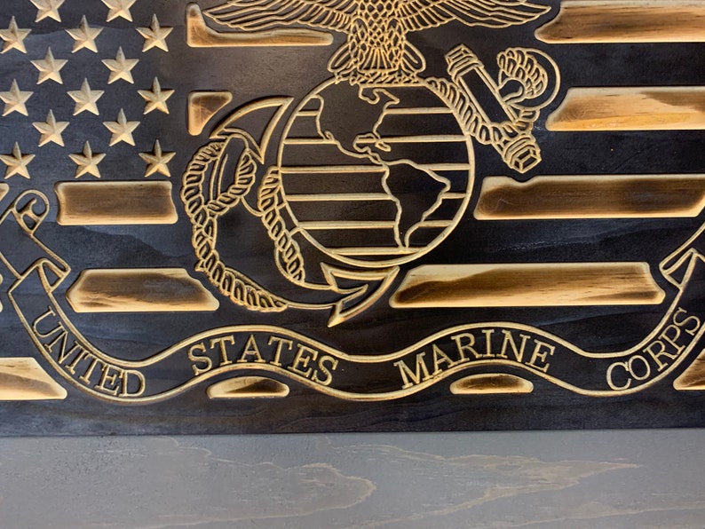 Black Burnt Rustic United States Marine EGA Flag 12x23 Custom - Etsy