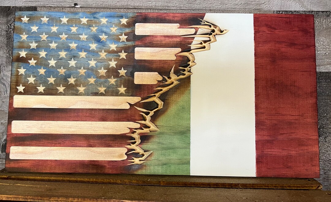 Rustic Italian American Unity Flag Made From Pine. Buy With Confidence ...