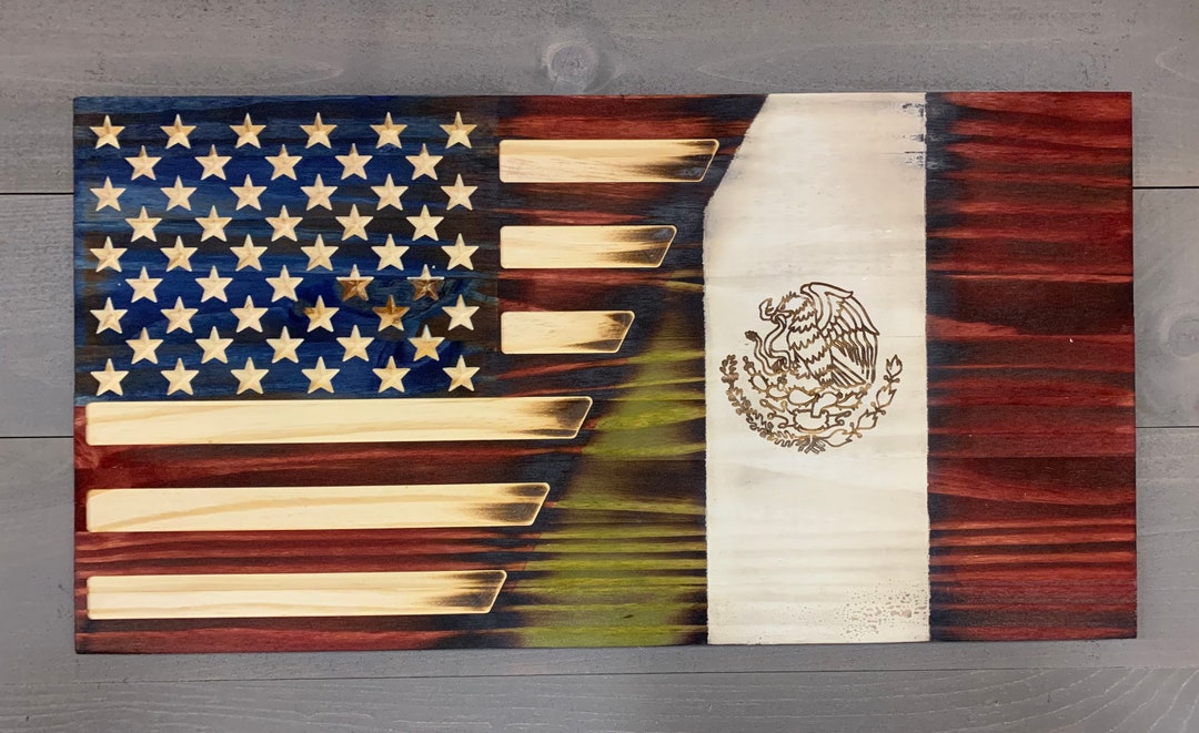 Rustic Mexico American Unity Flag Custom Made Multiple Sizes Made From ...