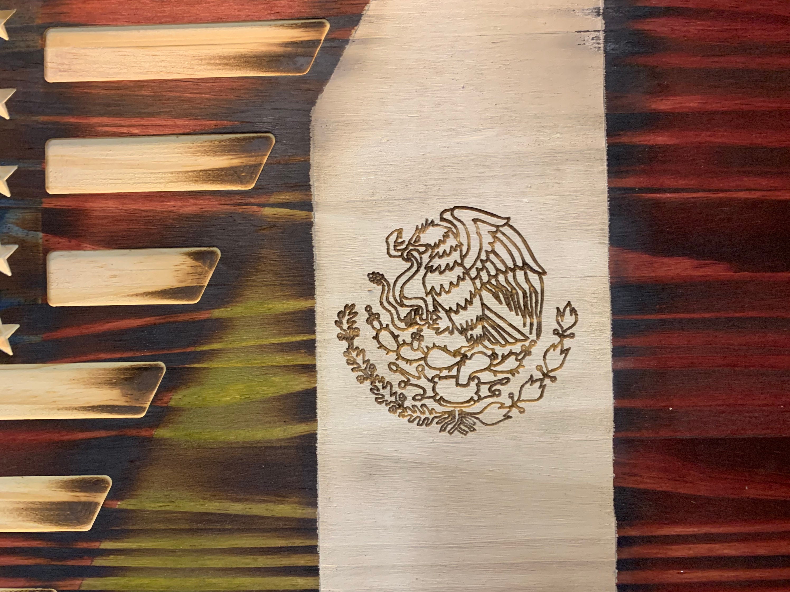 Rustic Wood American & Mexico Unity Flag - Mexican American Combo Flag ...