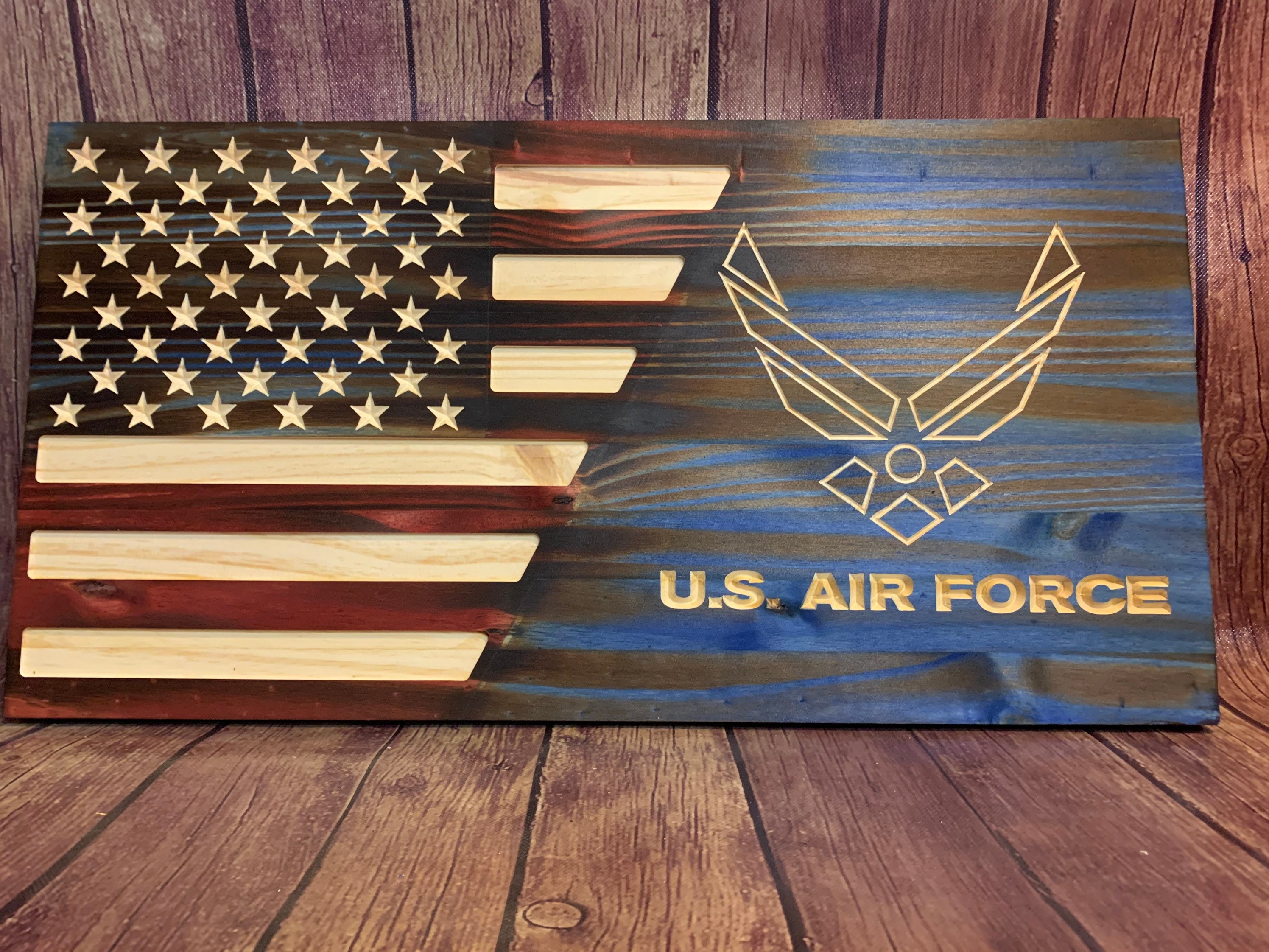 United States Air Force Rustic & Blue American Flag Custom - Etsy