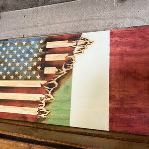 Rustic Italian American Unity Flag Made From Pine. Buy With Confidence ...