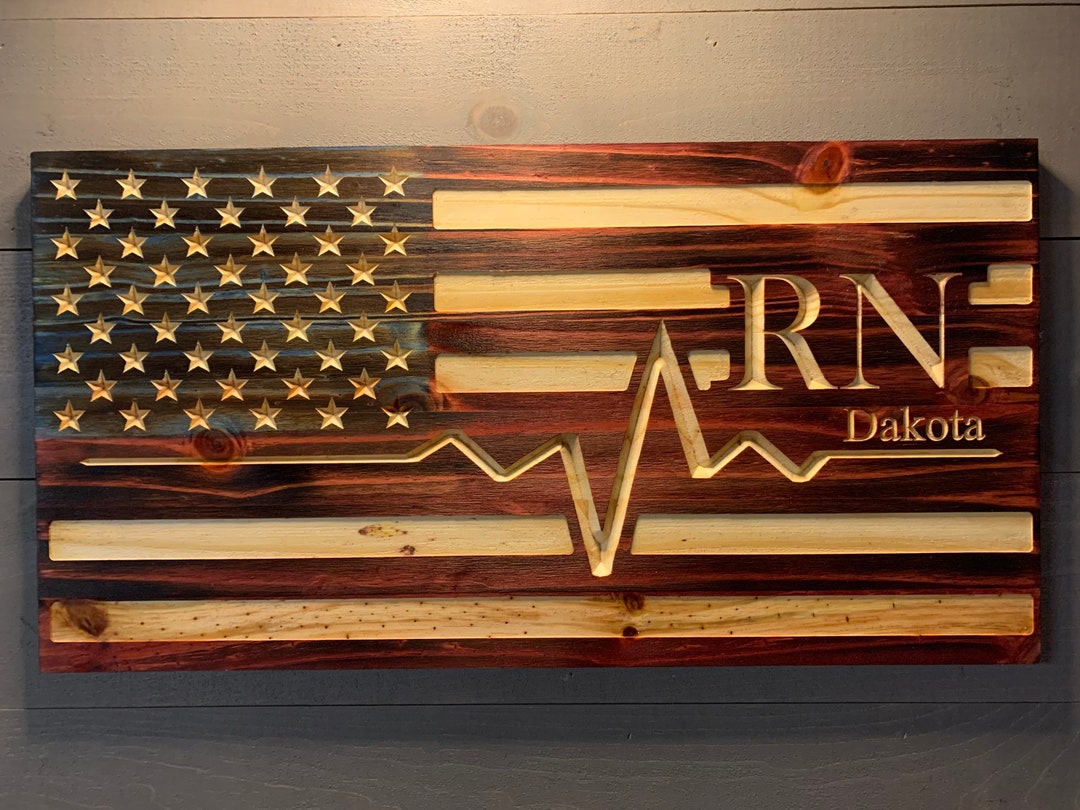 Customize With Your Favorite Nurses Name Rustic American Heartbeat RN ...