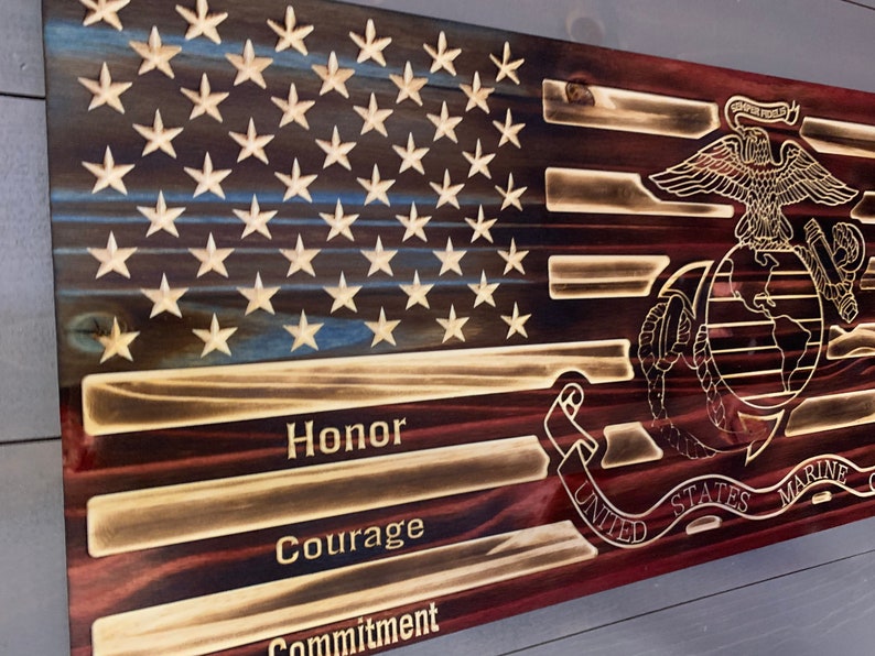 Rustic Honor Courage Commitment Marine EGA flag custom made | Etsy
