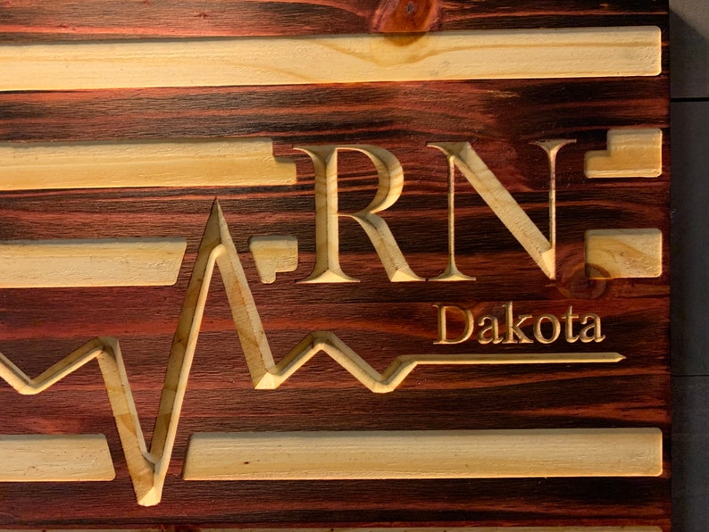 Custom RN Nurse Flag: Rustic American Heartbeat Pine Wood Sign - Etsy