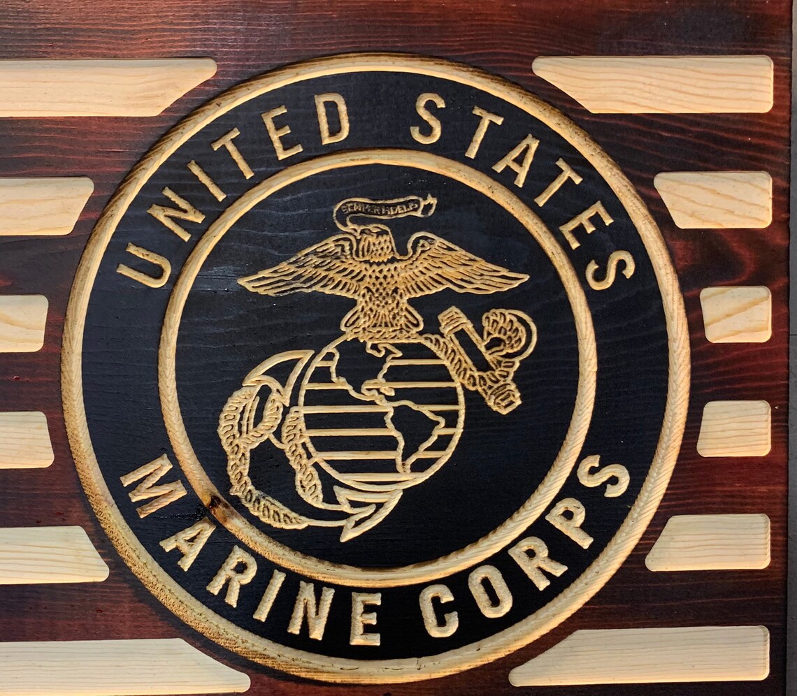 Rustic Wooden American Flag: Marine EGA Wall Decor - Etsy