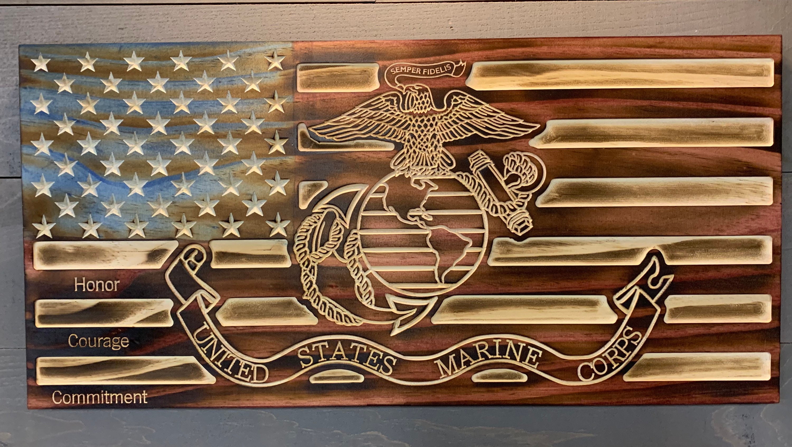 Rustic Honor Courage Commitment Marine EGA Flag Custom Made - Etsy