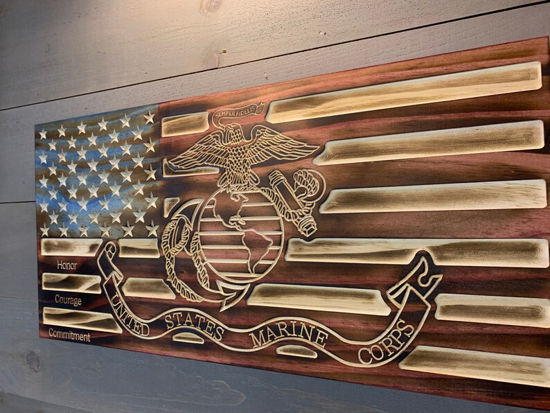 Rustic Honor Courage Commitment Marine EGA Flag Custom Made - Etsy
