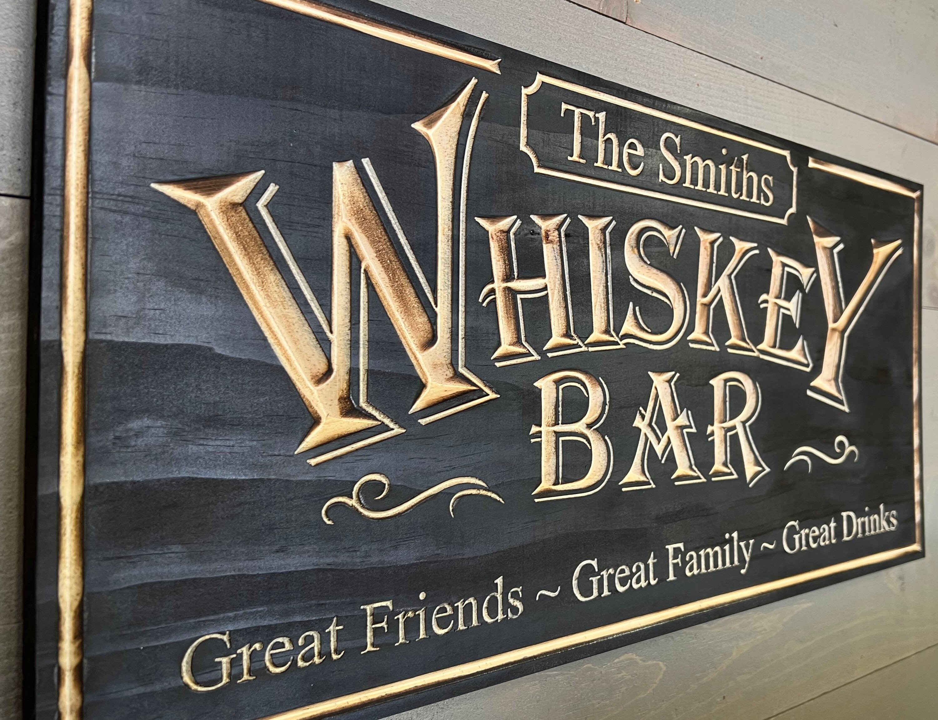 WOOD SIGN Whiskey Bar Custom Engraved Personalized Name Man - Etsy