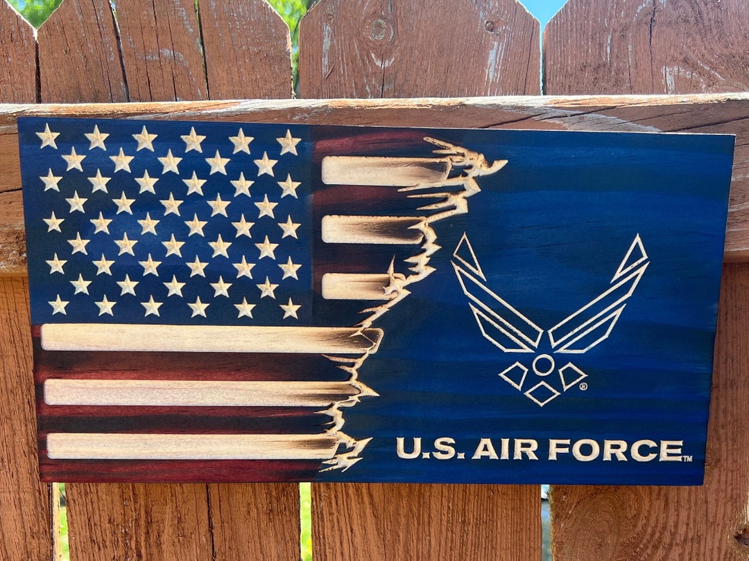 Rustic Wooden Air Force Flag: Ripped Torn Wood Design American Flag ...