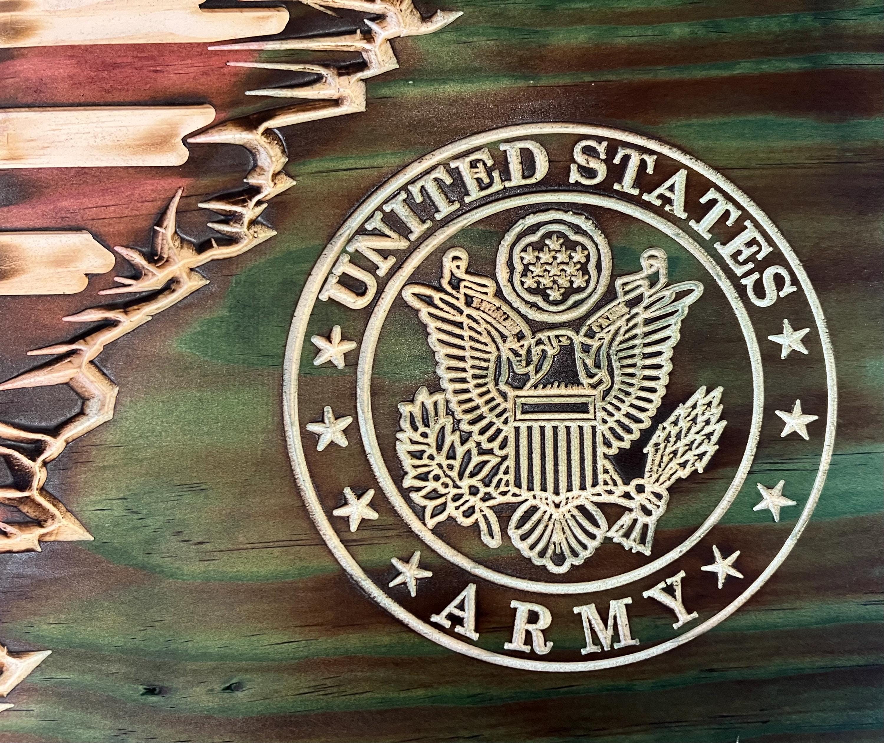 Rustic Wood American Flag With US Army Official Seal: American Made ...
