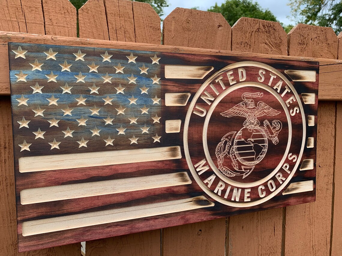 Rustic American Marine EGA Seal Flag Custom 12x23 Made From | Etsy