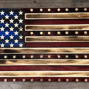 Rustic Wooden American Flag Challenge Coin Holder With 9mm Shell ...