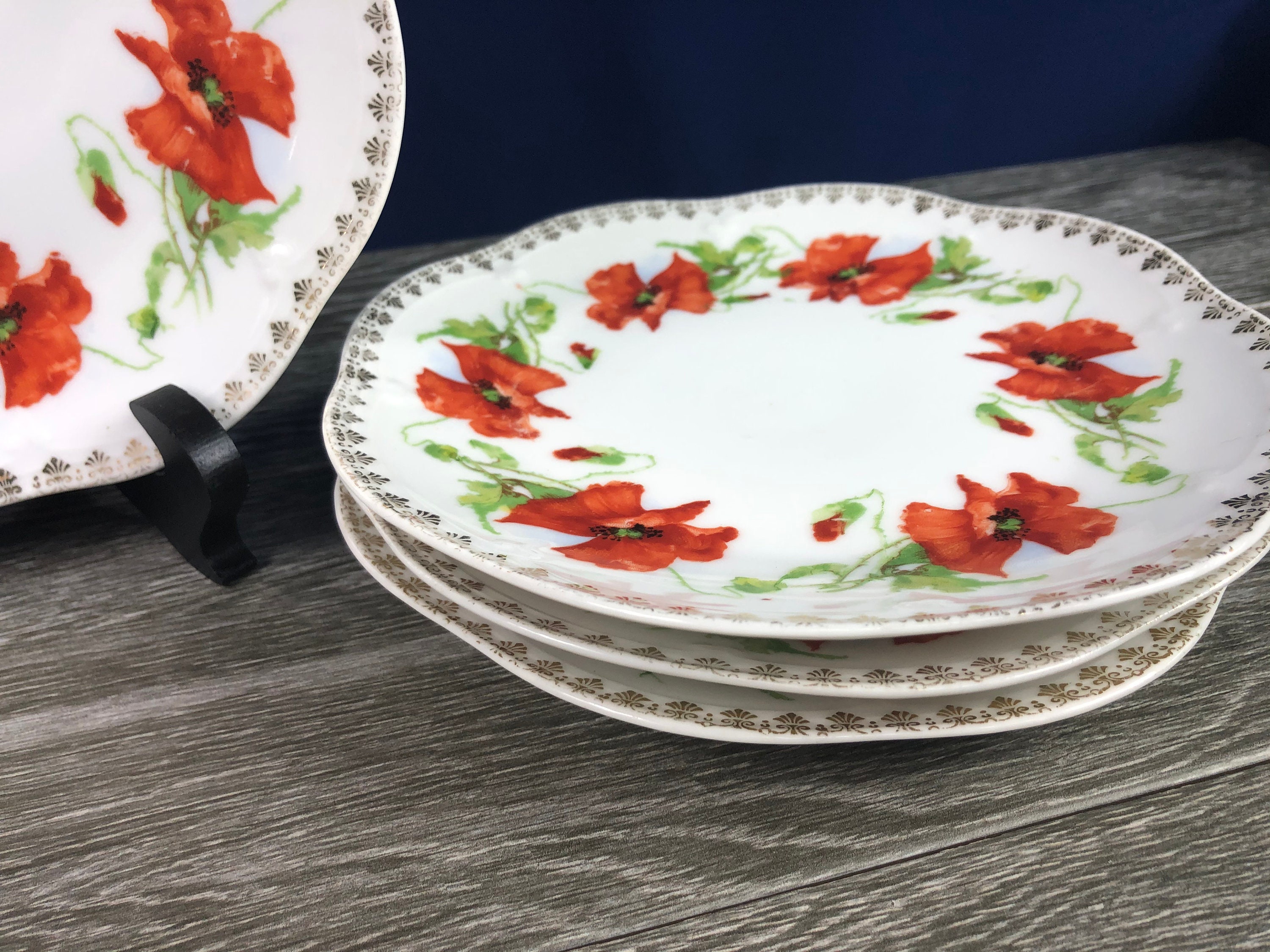 Antique Poppy Plates Dessert Plates Salad Plates Appetizer | Etsy
