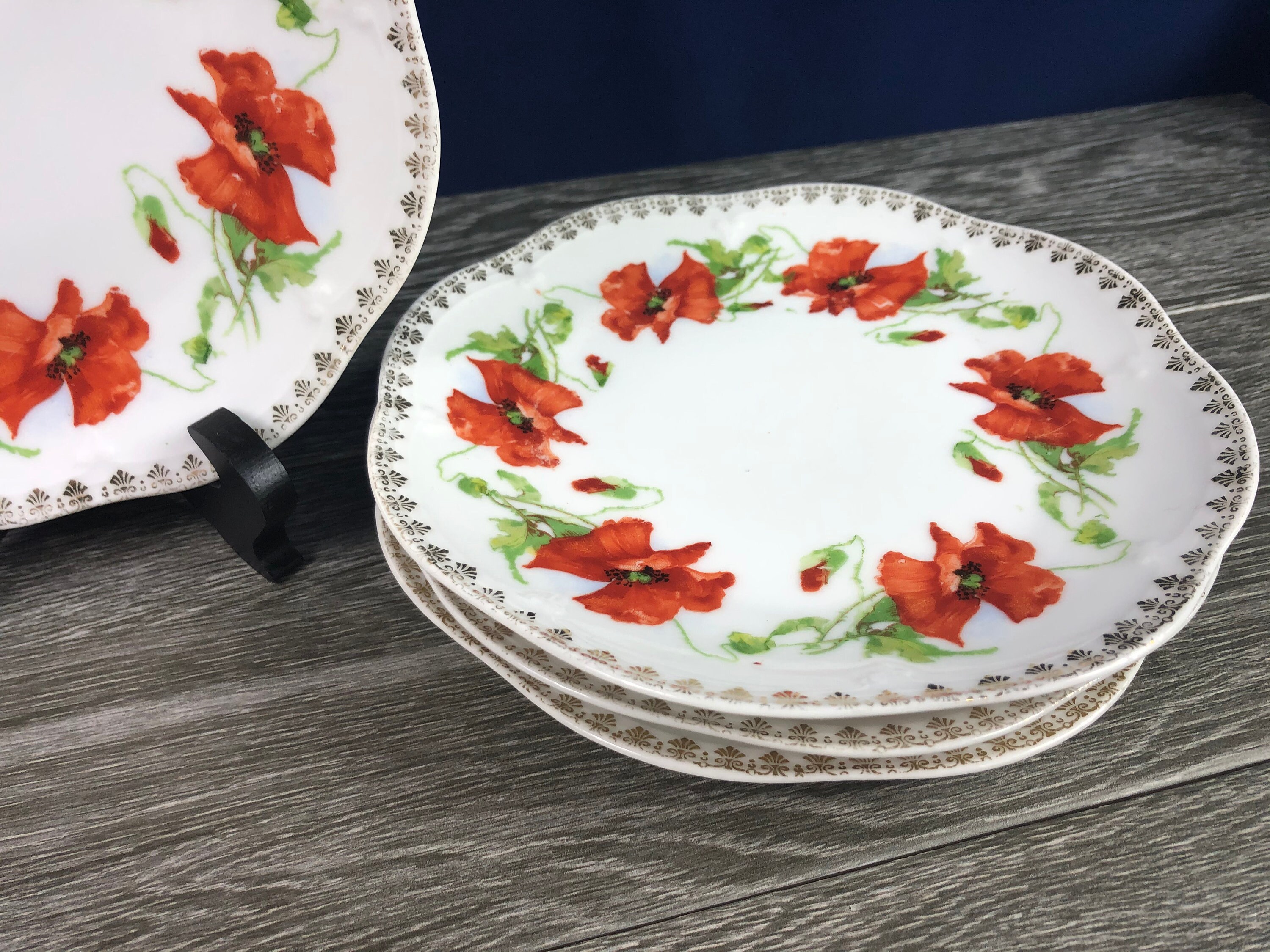 Antique Poppy Plates Dessert Plates Salad Plates Appetizer | Etsy