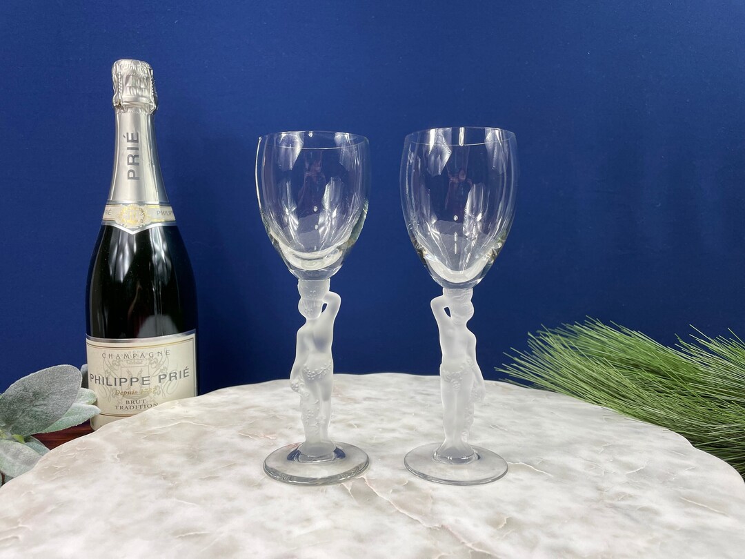 Vintage Bayel Crystal Wine Glasses, Nude Bacchus Stemware, Set of 2 - Etsy