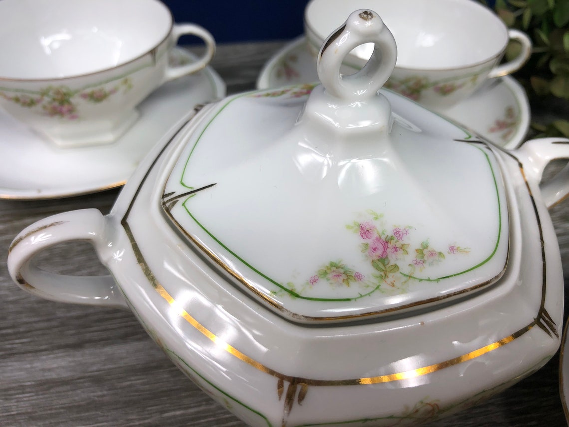 Austrian Antique Tea Set Moritz Zdekauer Habsburg China Green | Etsy
