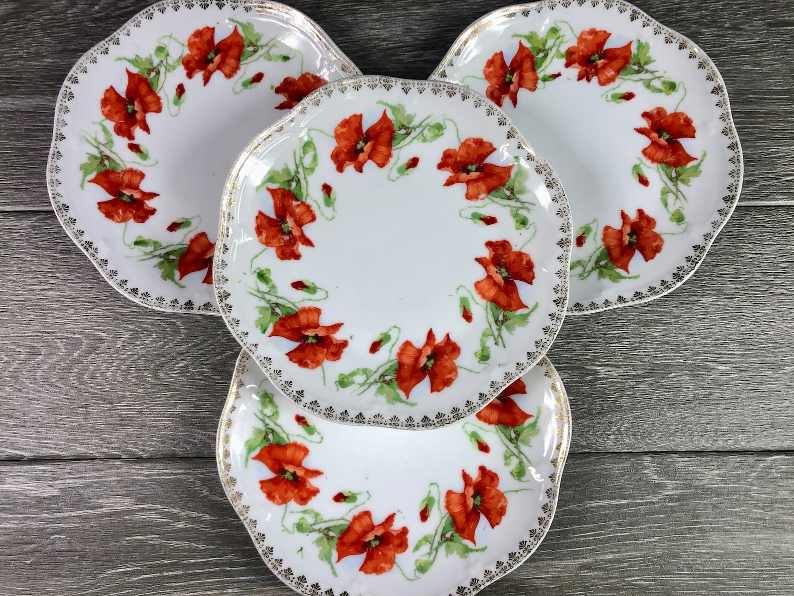 Antique Poppy Plates Dessert Plates Salad Plates Appetizer | Etsy