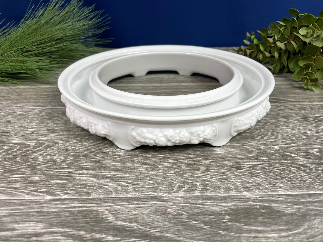 Vintage Floral Ring Centerpiece Flower Ring Flower Frog White Ceramic ...