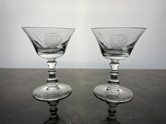 Vintage Martini Glasses Fostoria Rose Small Coupe Glasses - Etsy