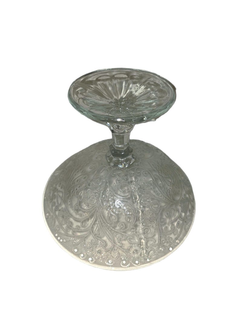 Bohemian Glass Pedestal Bowl – Vintage Pressed Glass Compote With ...