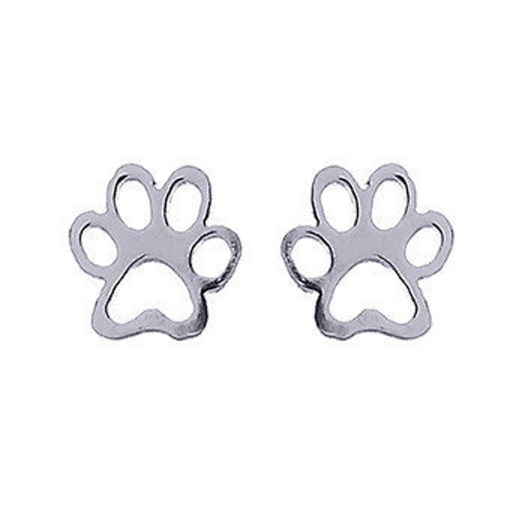 Sterling Silver Paw Stud Earrings Etsy