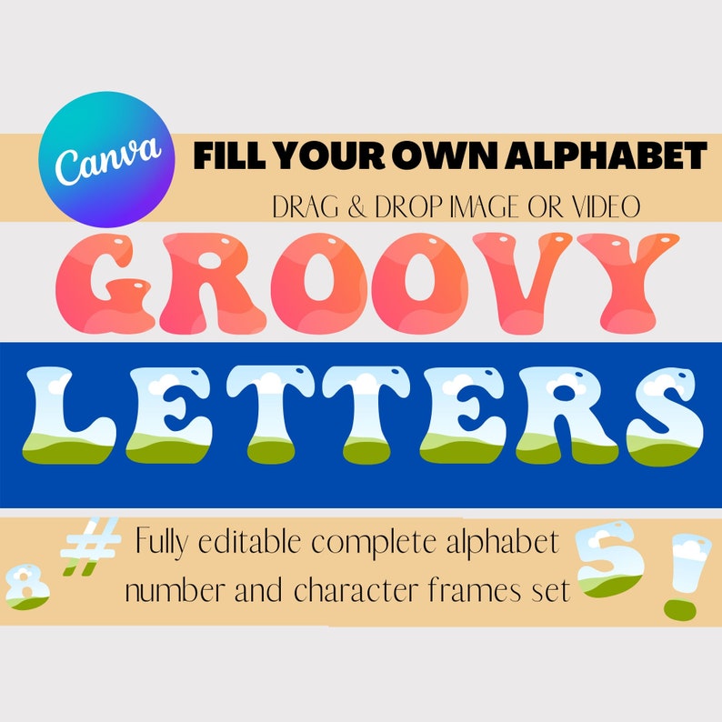 Canva Frame Template Alphabet Set,blank Letters,transparent Groovy ...
