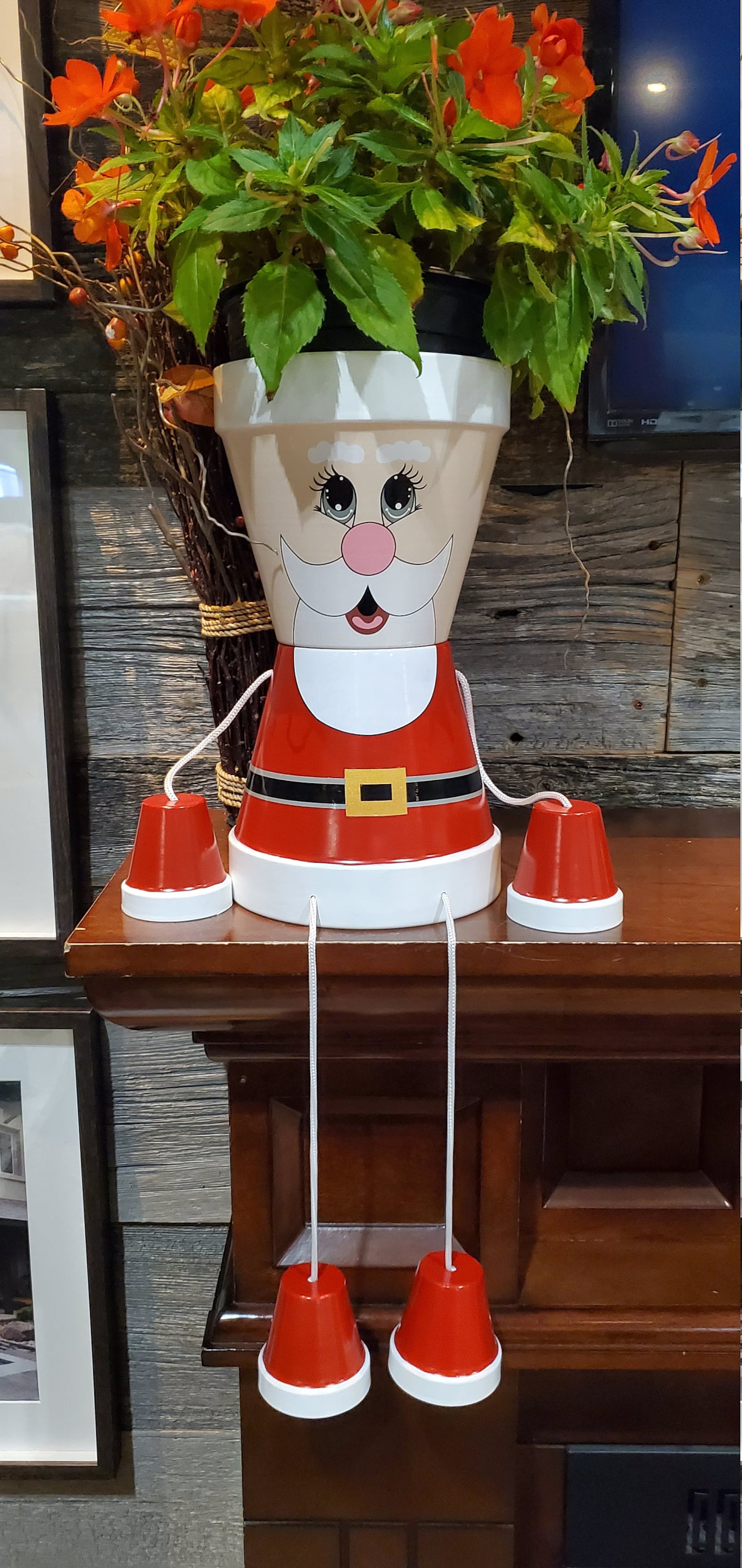 Christmas Santa Flower Pot People Home Decoration High Quality Coated ...