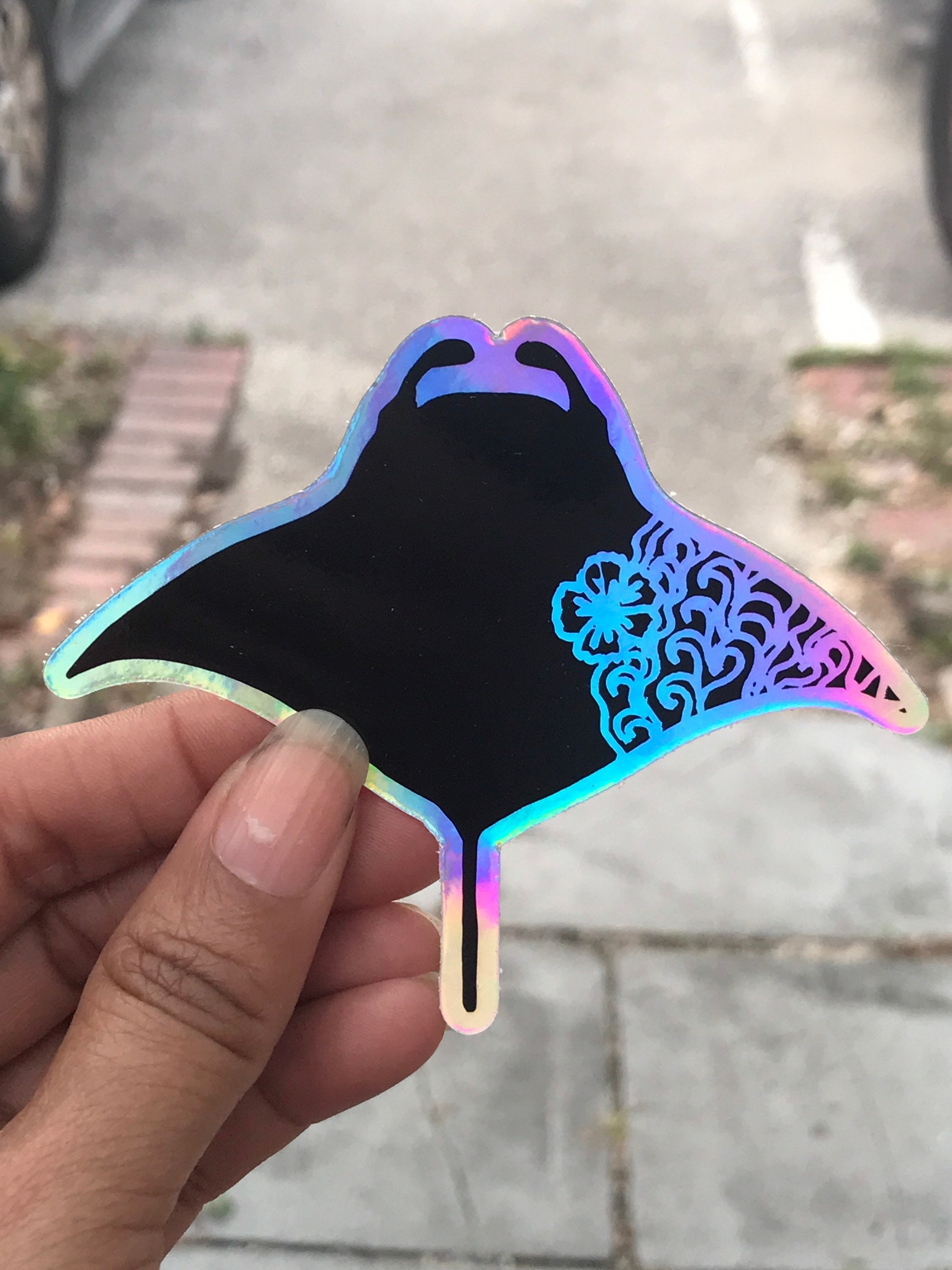 Holographic Manta Ray Vinyl sticker Water Bottle sticker | Etsy