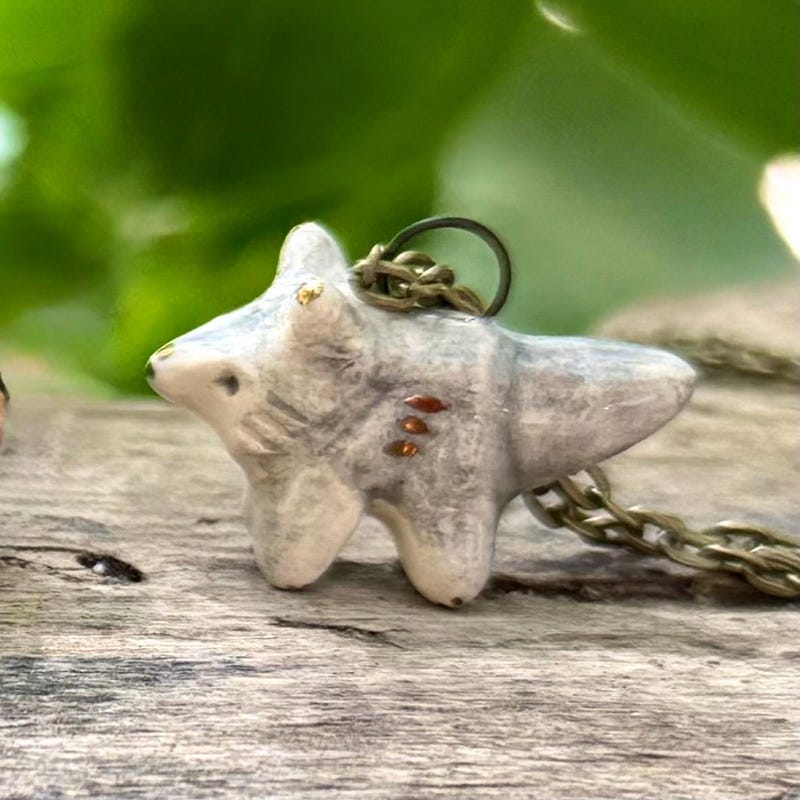 Wolf Ceramic Necklace - Etsy UK