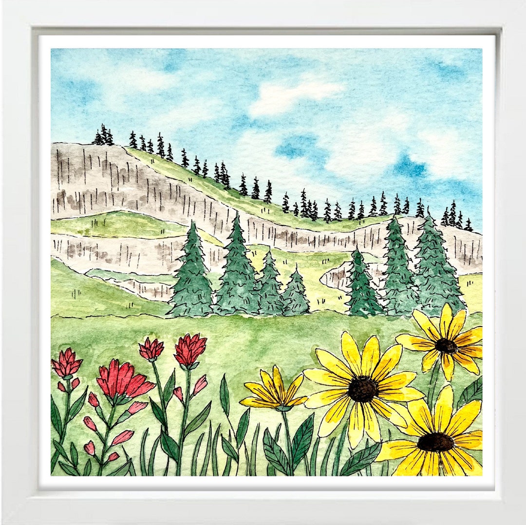 Tony Grove Utah Wildflowers Watercolor Print, Utah Art, Mountain Art ...