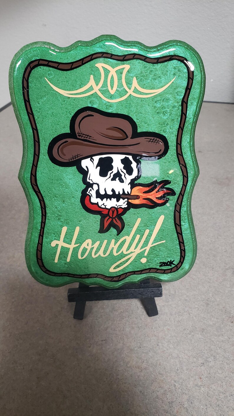 Howdy Cowboy Skull Painted by Zook - Etsy