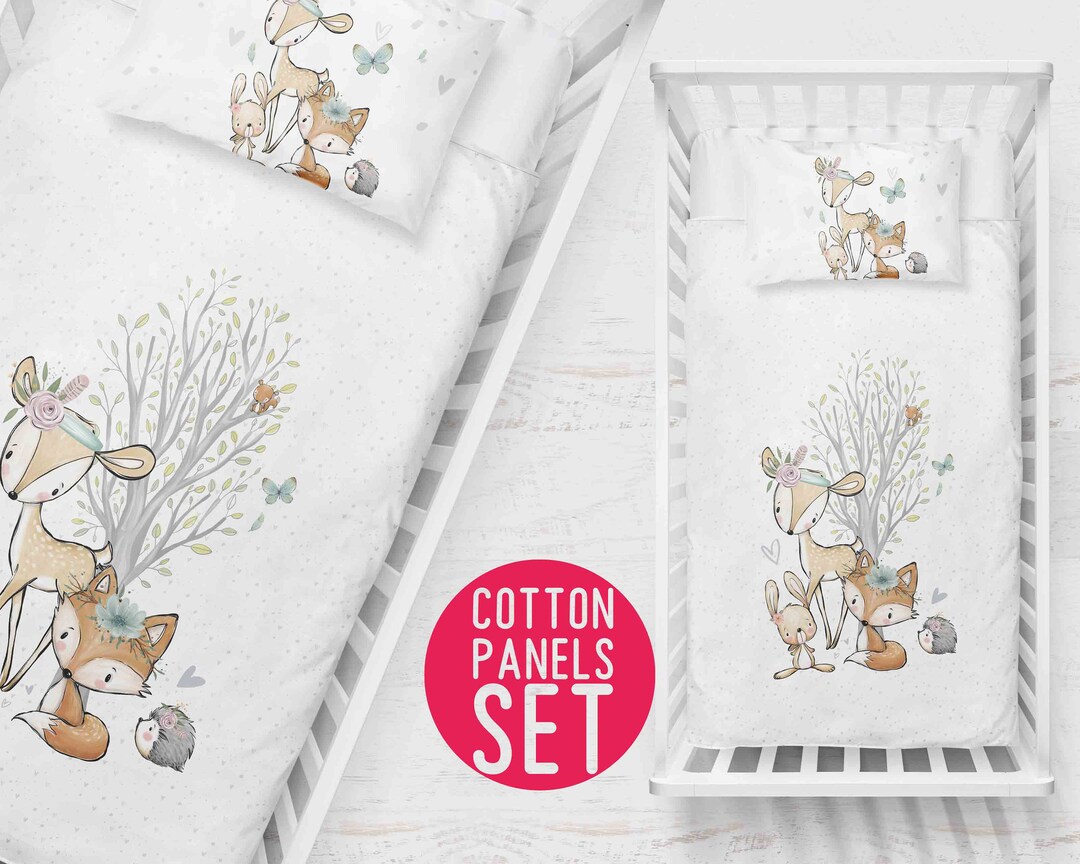 Woodland Blanket Panel Set, PREMIUM COTTON, Pillows, Beddings, Quilting ...
