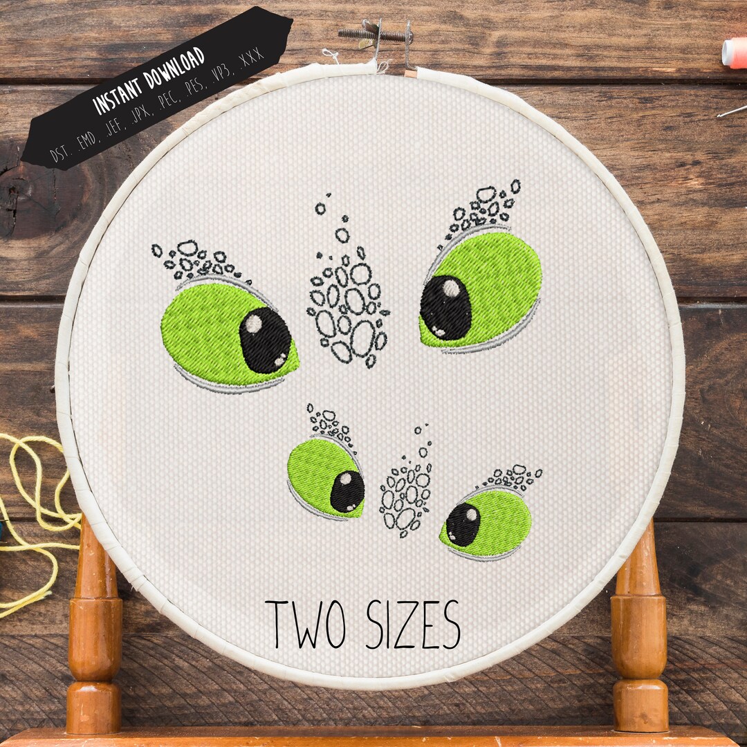 MASCOT, Eyes, Embroidery Machine Design, Toothless Eyes, How to Train ...
