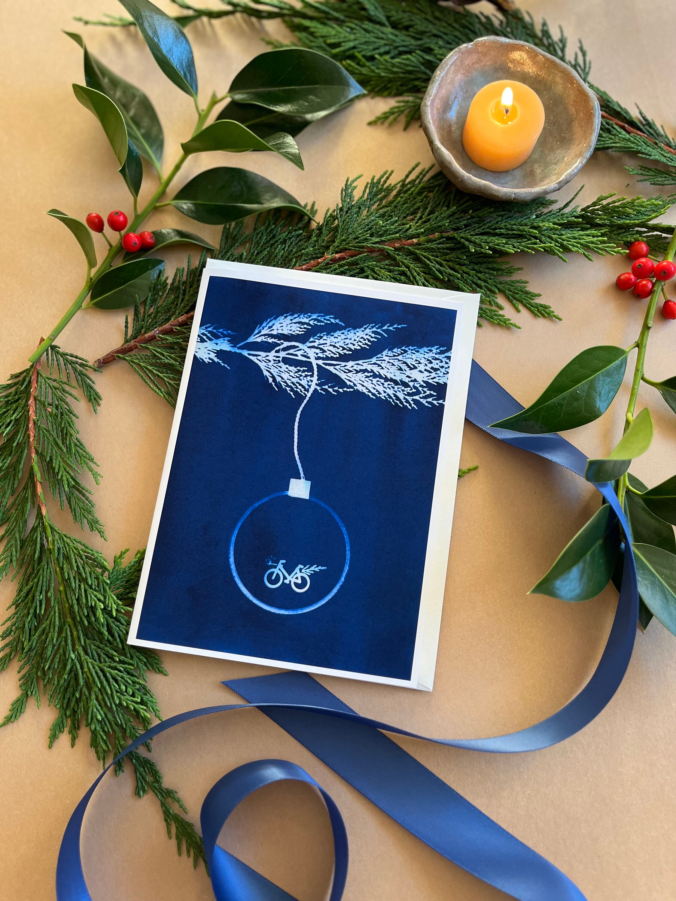 Simply Elegant, Holiday 5x7 Cyanotype Greeting Card, Blank, Top Quality ...