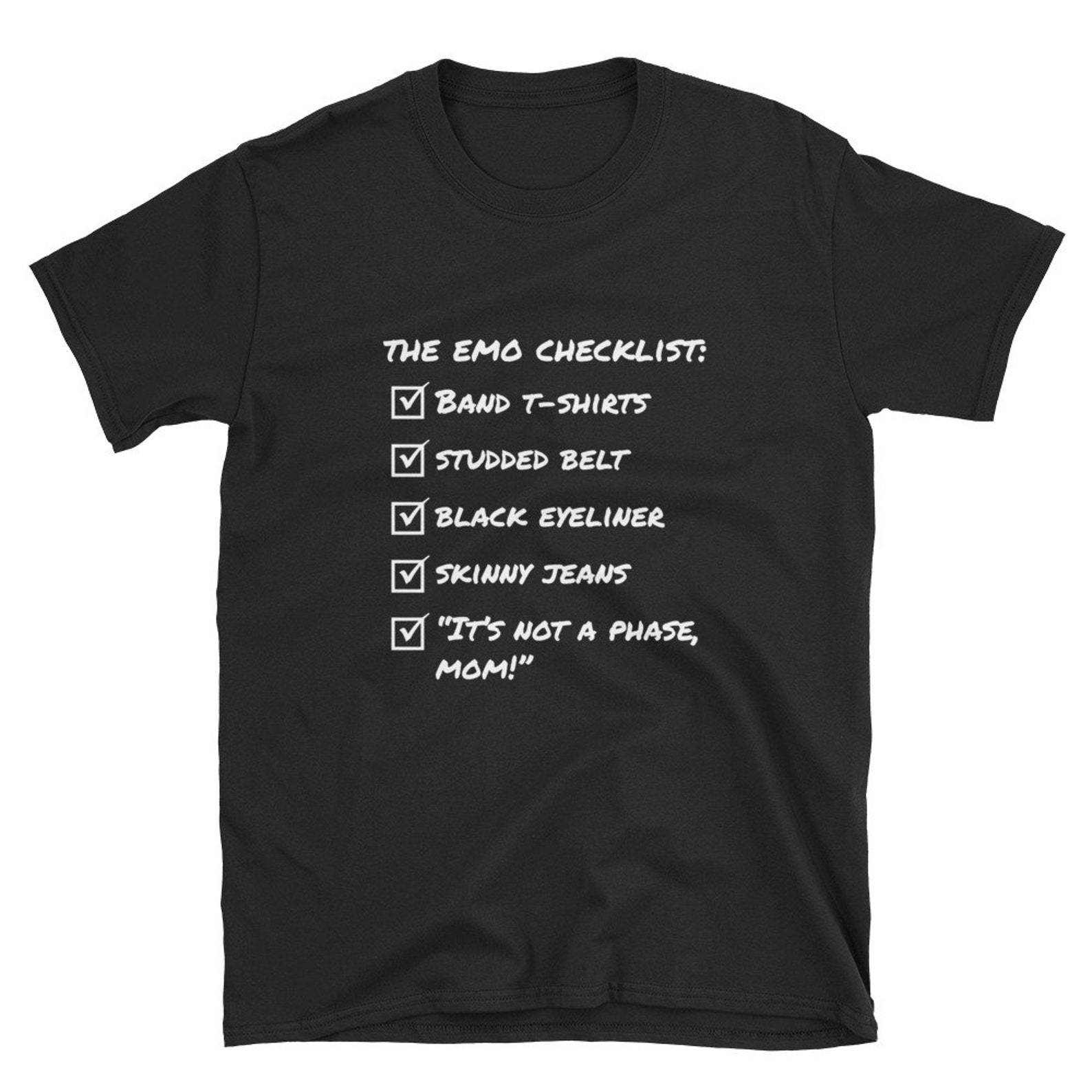 Emo Checklist T-shirt - Etsy