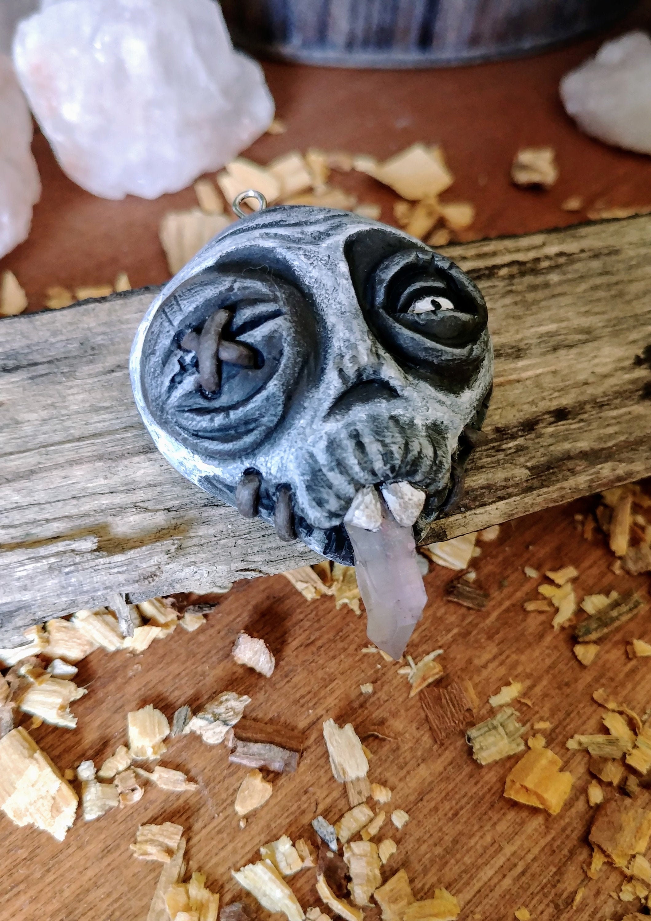 Creepy Cute Shrunken Head Voodoo Skull Crystal Spooky Accessory - Etsy