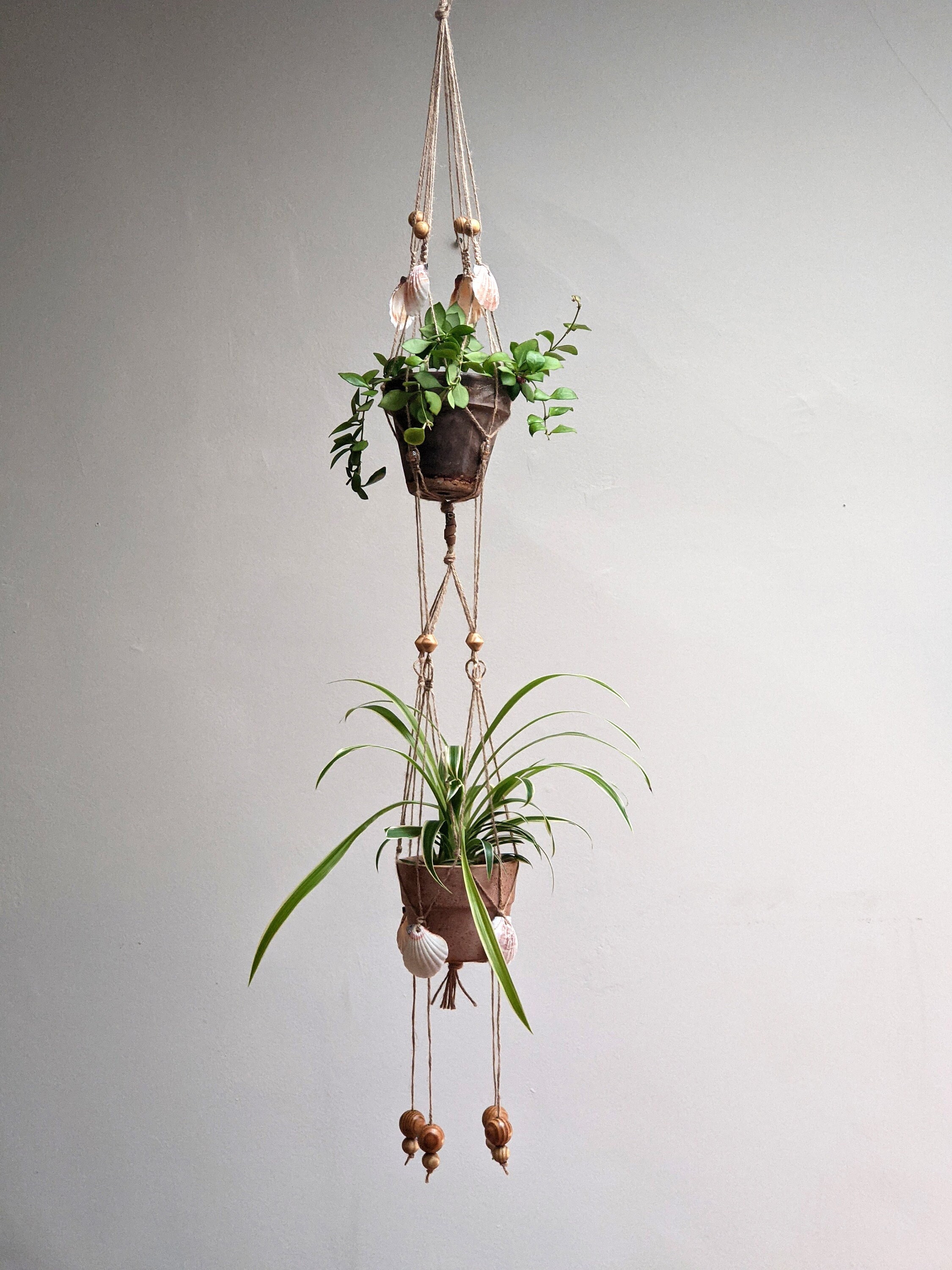 Double Macrame Hanging Planter - Etsy