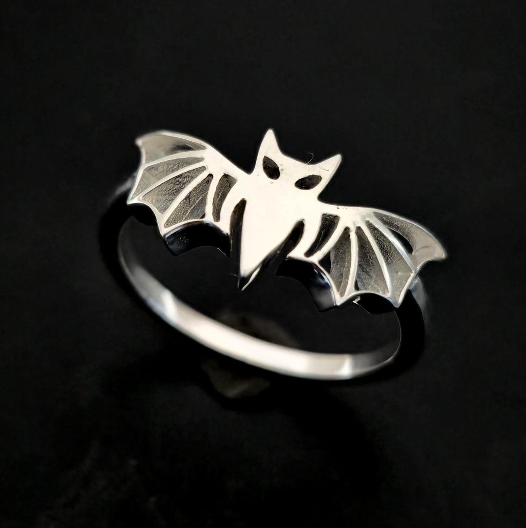 Bat Ring Sterling Silver: Gothic Biker Oxidized Ring, Halloween Jewelry ...