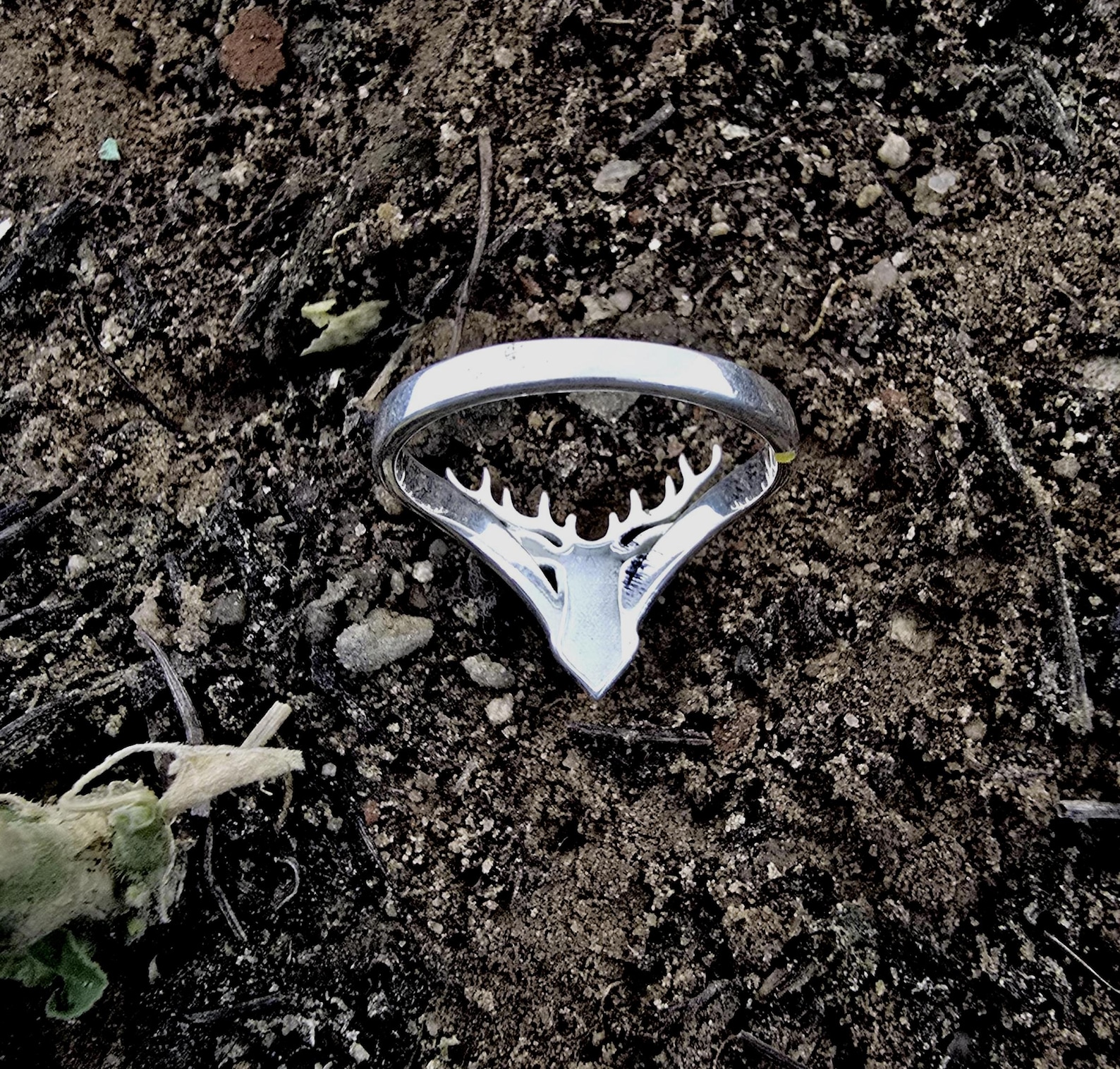 Sterling Silver Deer Head Ring, Stag Antler Ring, Animal Reindeer ...