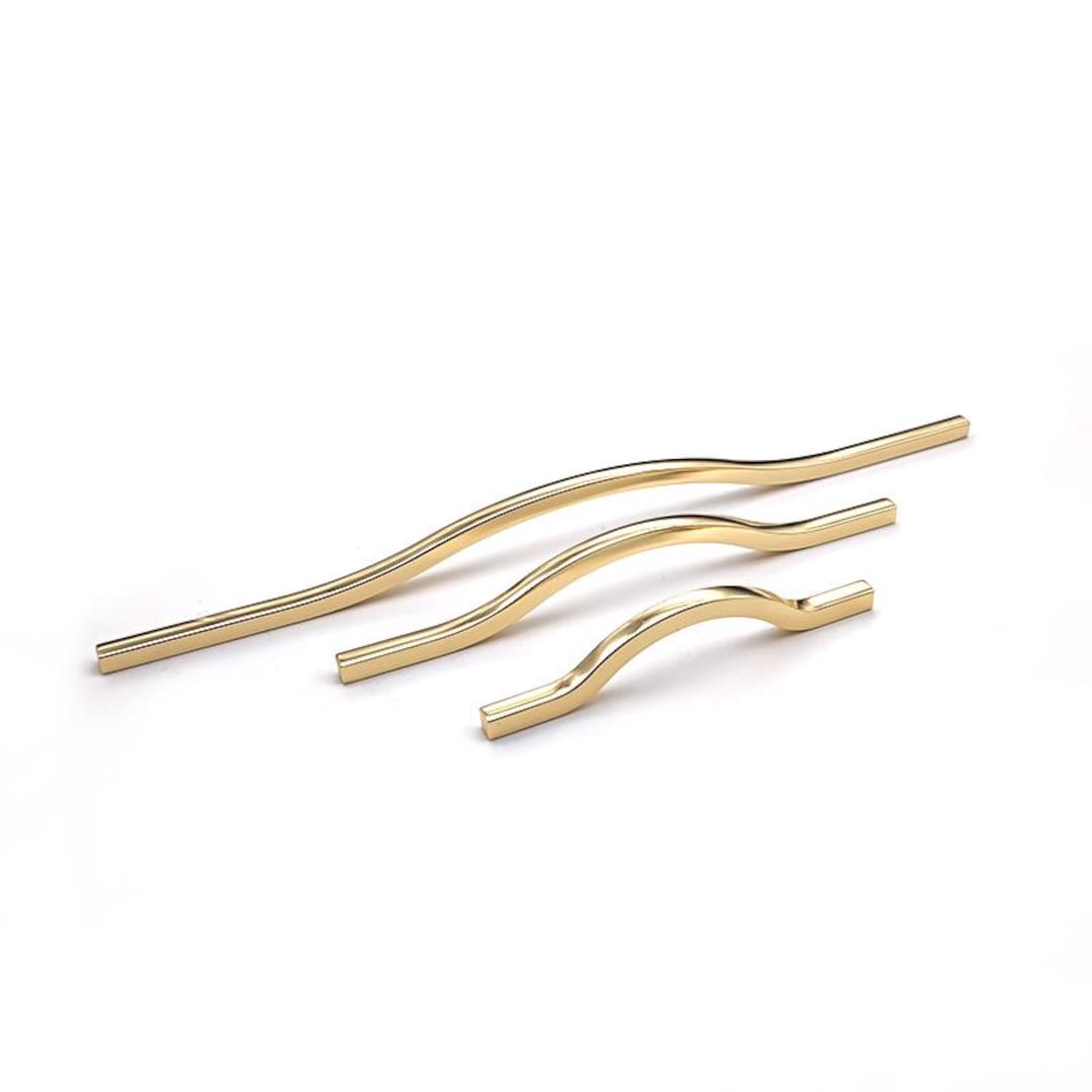 Modern Gold Curved Drawer Pulls: Zinc Alloy Cabinet Handles - Etsy