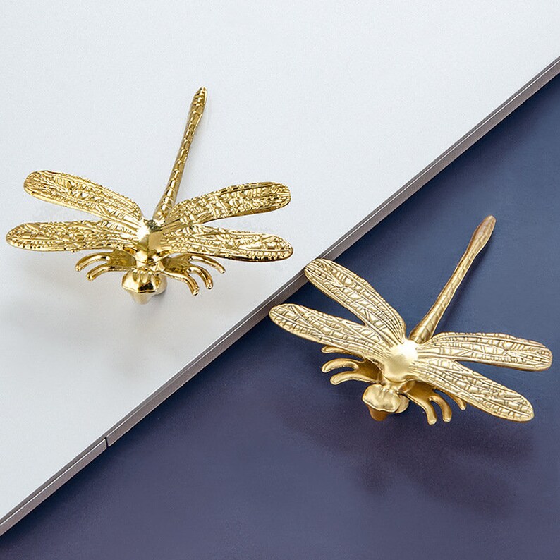 Antique Dragonfly Knobs Pure Brass Drawer Pulls Solid Brass - Etsy