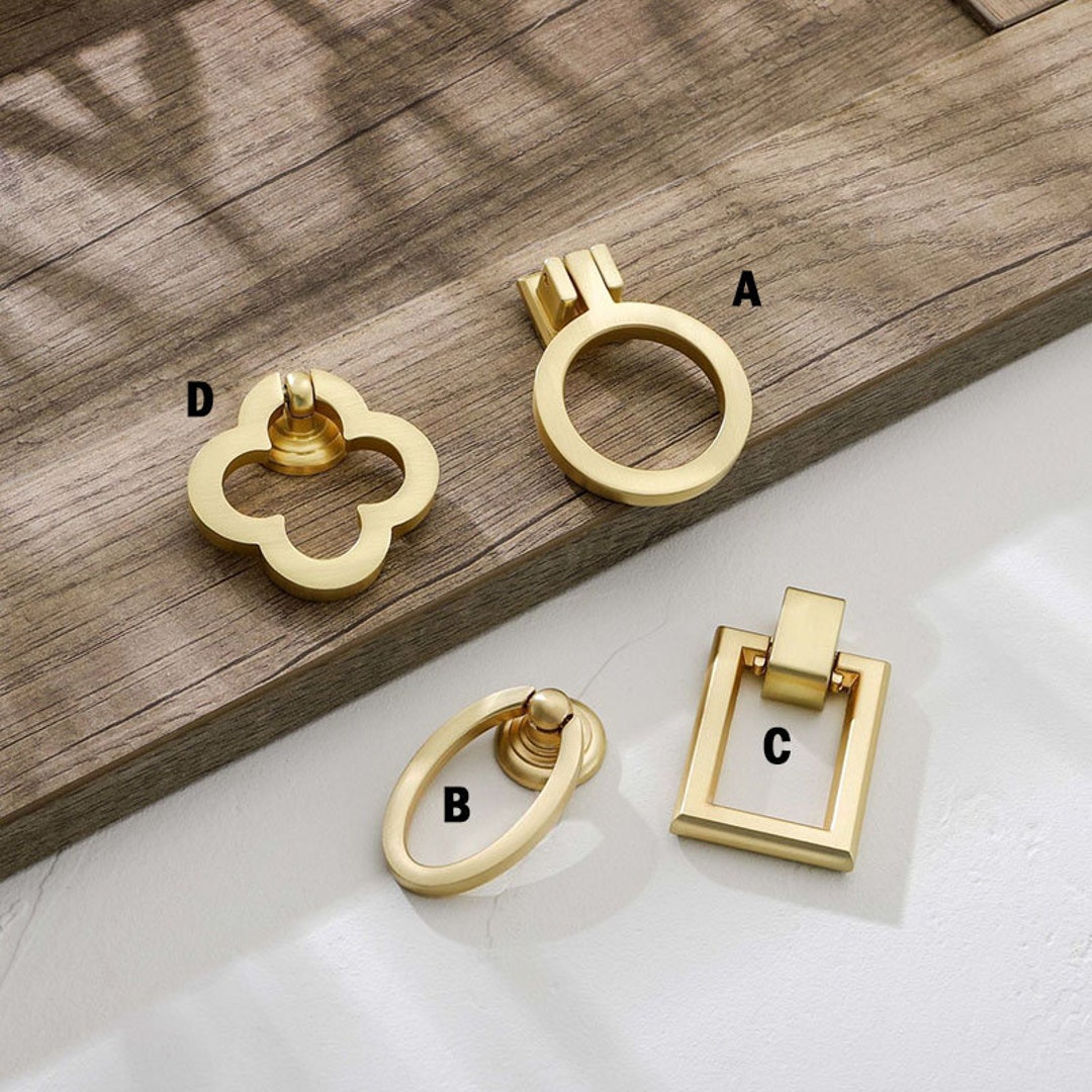 Brushed Brass Ring Cabinet Knobs: Single Hole Zinc Alloy Pulls - Etsy
