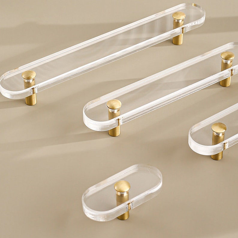 Gold Clear Acrylic Cabinet Handles Oval Knob Pull Wardrobe - Etsy