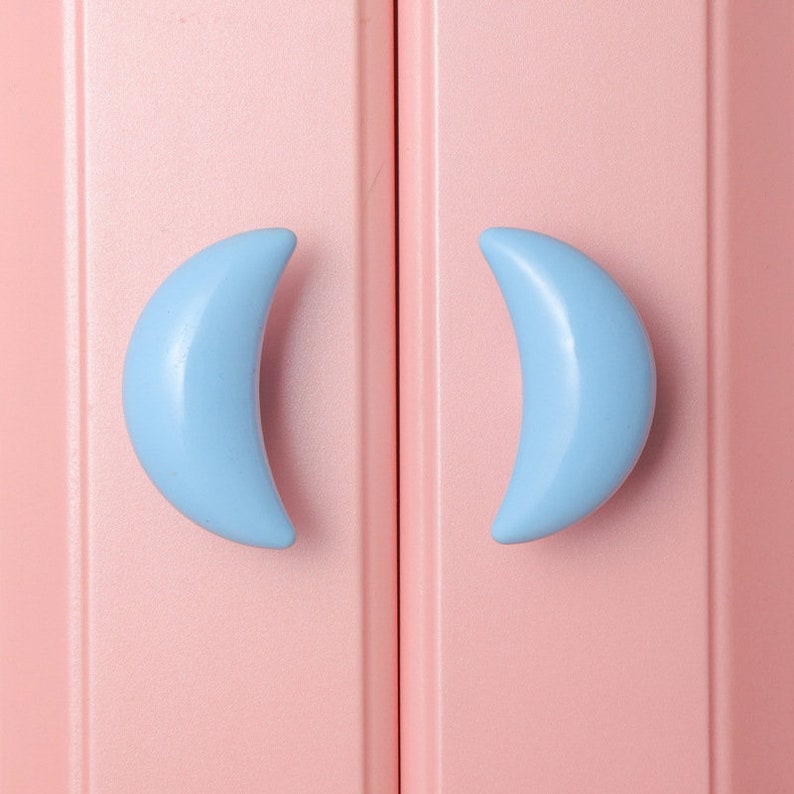 Crescent Moon Ceramic Knobs Childrens Drawer Knobs Kids | Etsy